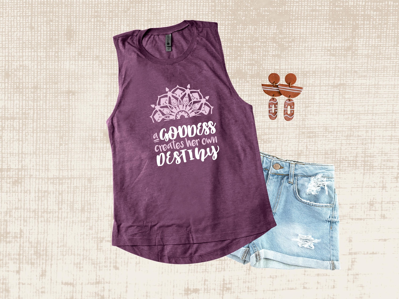 Lightweight Goddess Tank Top, Mandala Muscle Tank, Destiny Quote Shirt ...