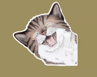 Laughing Cat Sticker - Etsy