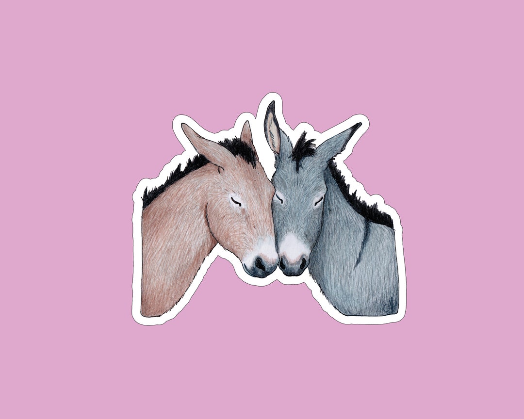 Cuddling Donkey Sticker - Etsy