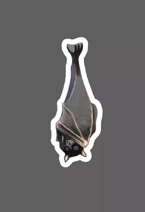 Black Fox Bat Sticker Small Size | Etsy