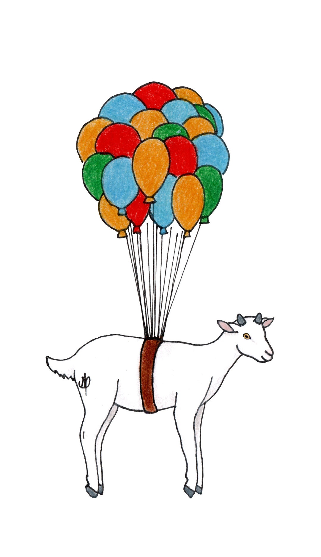 Goat Floating With Balloons Sticker - Etsy