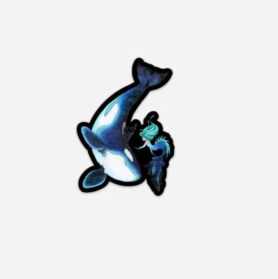 Mermaid With Killer Whale Sticker Orca Sticker - Etsy