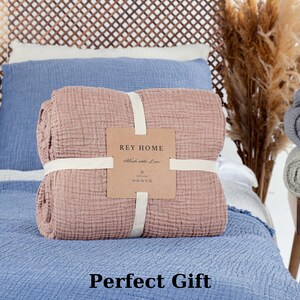 100% ORGANIC Gauze Blanket, 4 Layer Cotton Muslin Bedcover, Twin Queen ...