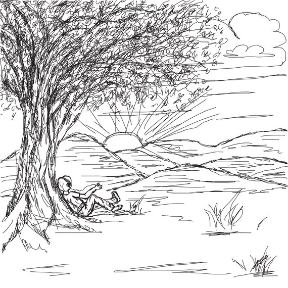 Sunset Field Coloring Page - Etsy