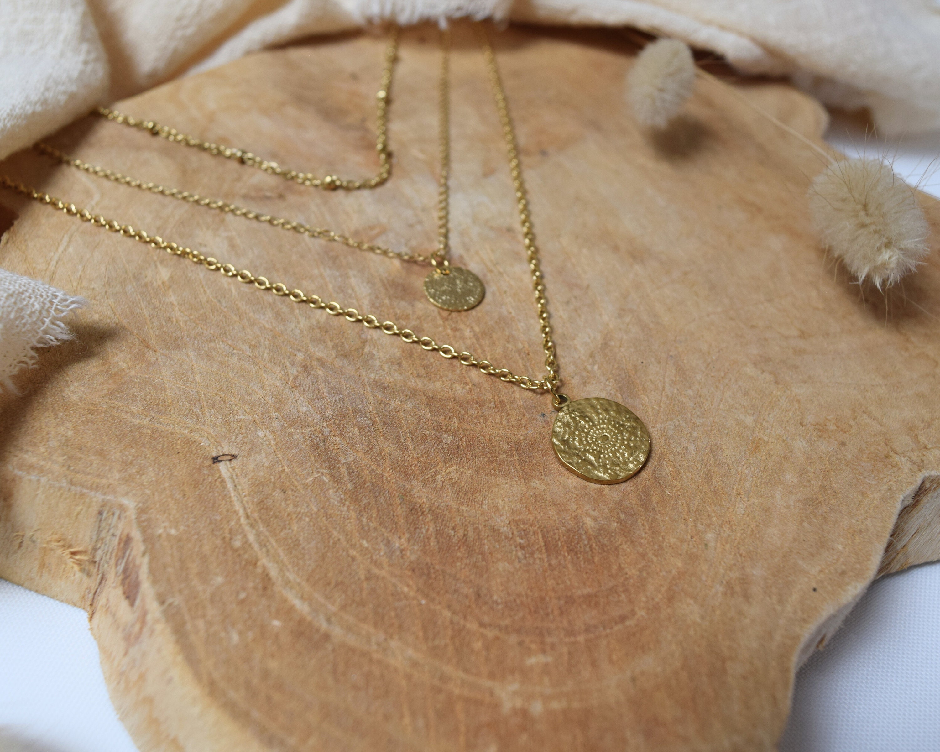 Multi rangs Nora collier triple rangs femme acier inoxydable pendentif ...