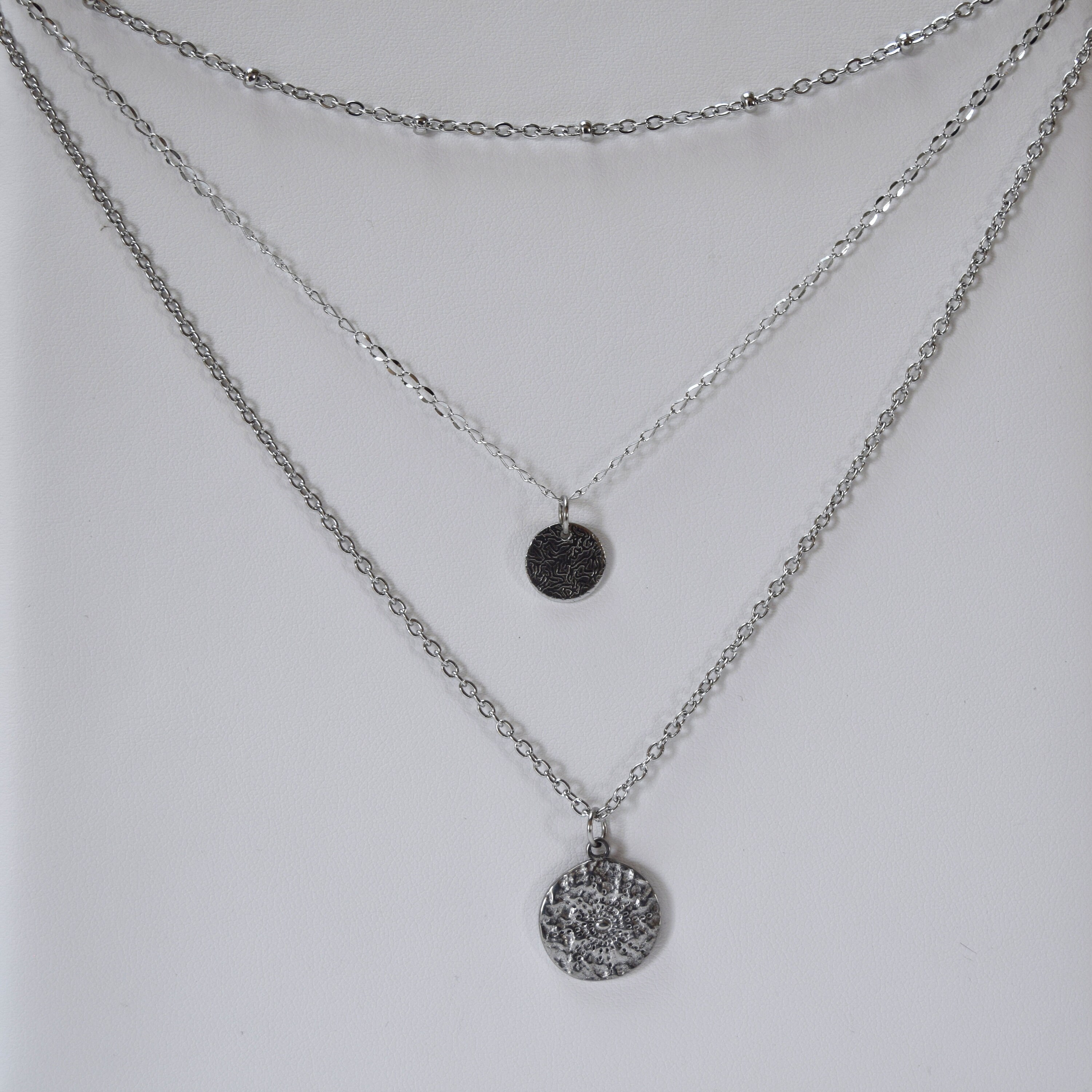 Multi rangs Nora collier triple rangs femme acier inoxydable pendentif ...