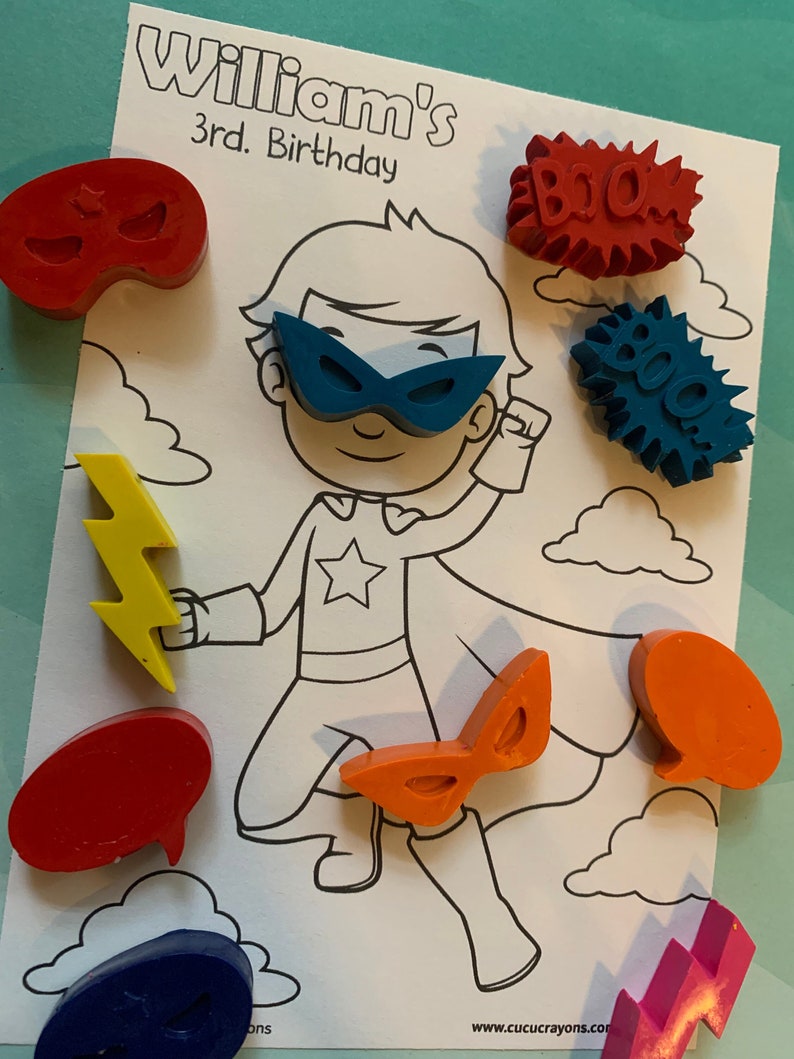 Superhero Crayons Party Bag Filler | Coloring Page | Party Favor ...