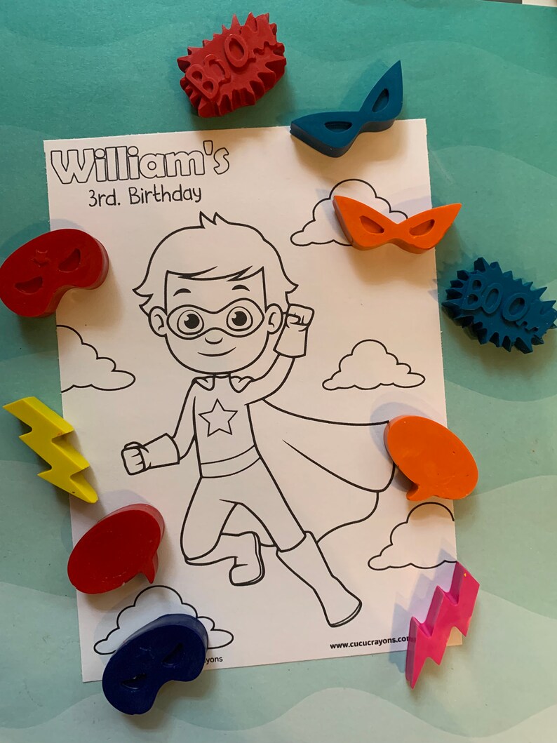 Superhero Crayons Party Bag Filler | Coloring Page | Party Favor ...