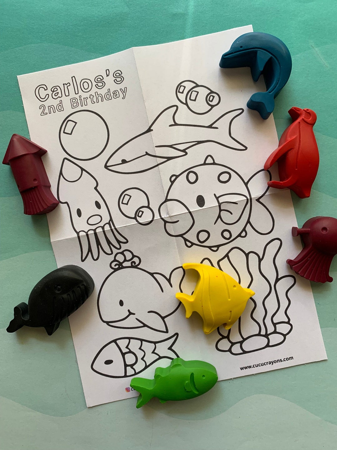 Under the Sea Animal Crayons Party Bag Filler coloring Page Kids Gift ...