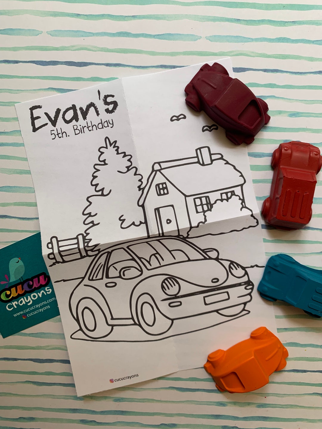 Vintage Car Crayons Party Bag Filler |coloring Page | Kids Gift | Party ...