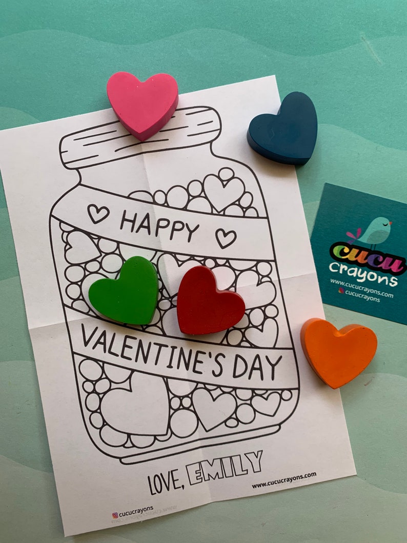 Valentines Day Crayons Classroom Favors Coloring Page - Etsy