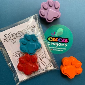 Puppy Paw Crayons Party Bag Filler | Coloring Page | Party Favor | Dog Paw Crayons | Paw Print ...