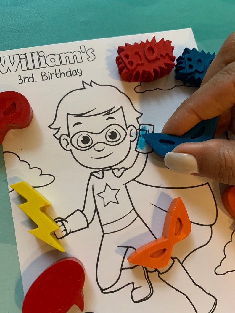 Superhero Crayons Party Bag Filler | Coloring Page | Party Favor ...