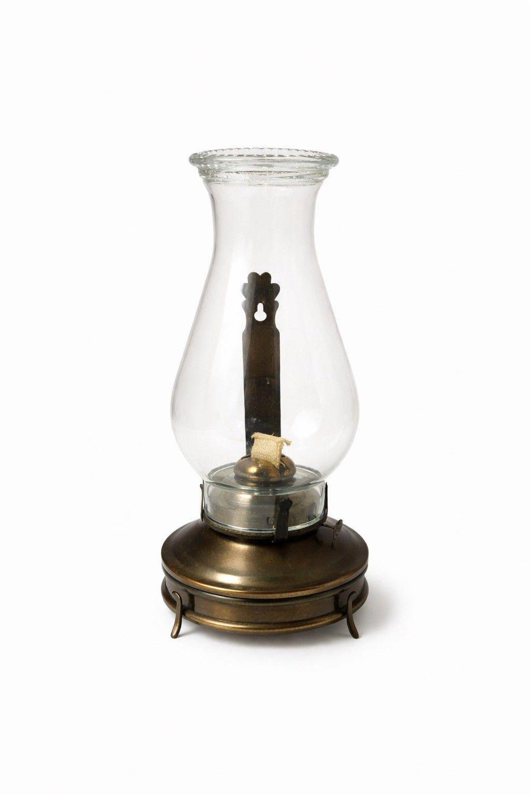 Vintage Kaaden Oil Lamp Clear Glass Chimney Brass Tone Base MCM Decor ...