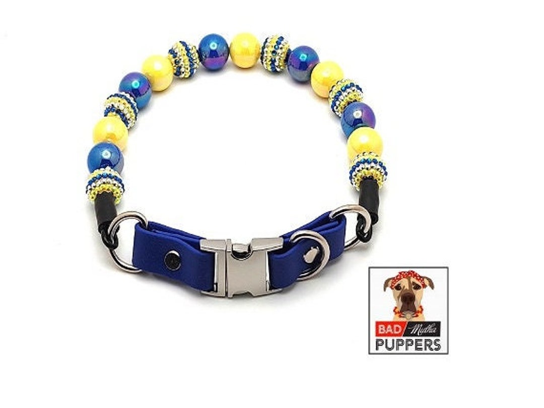 Yellow and Blue Dog Collar Boy Dog Accessories for Large Dogs, Michigan ...