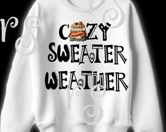 Fall Quote Cozy Sweater Sweater Weather BER Months PNG Sublimation ...