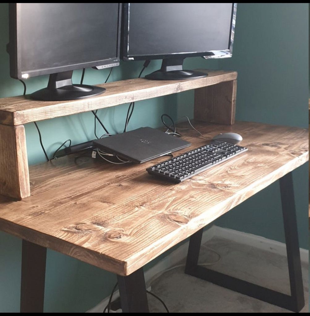 Bespoke Rustic Music Production Desk With Trapezium Legs - Etsy