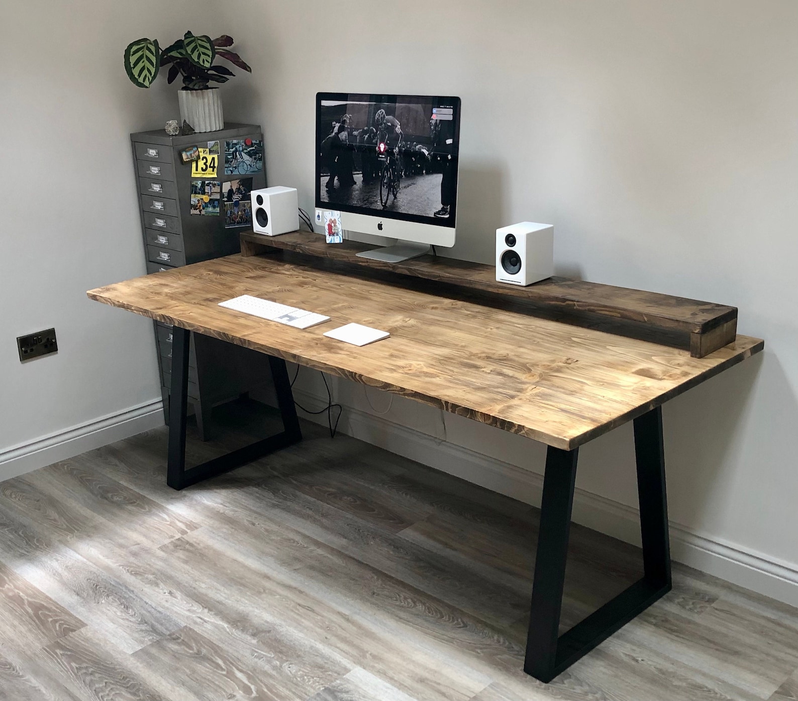 Bespoke Rustic Music Production Desk With Trapezium Legs - Etsy UK