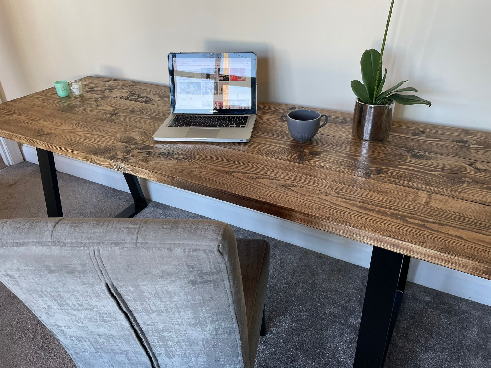 Bespoke Rustic Gaming Desk With Trapezium Legs - Etsy