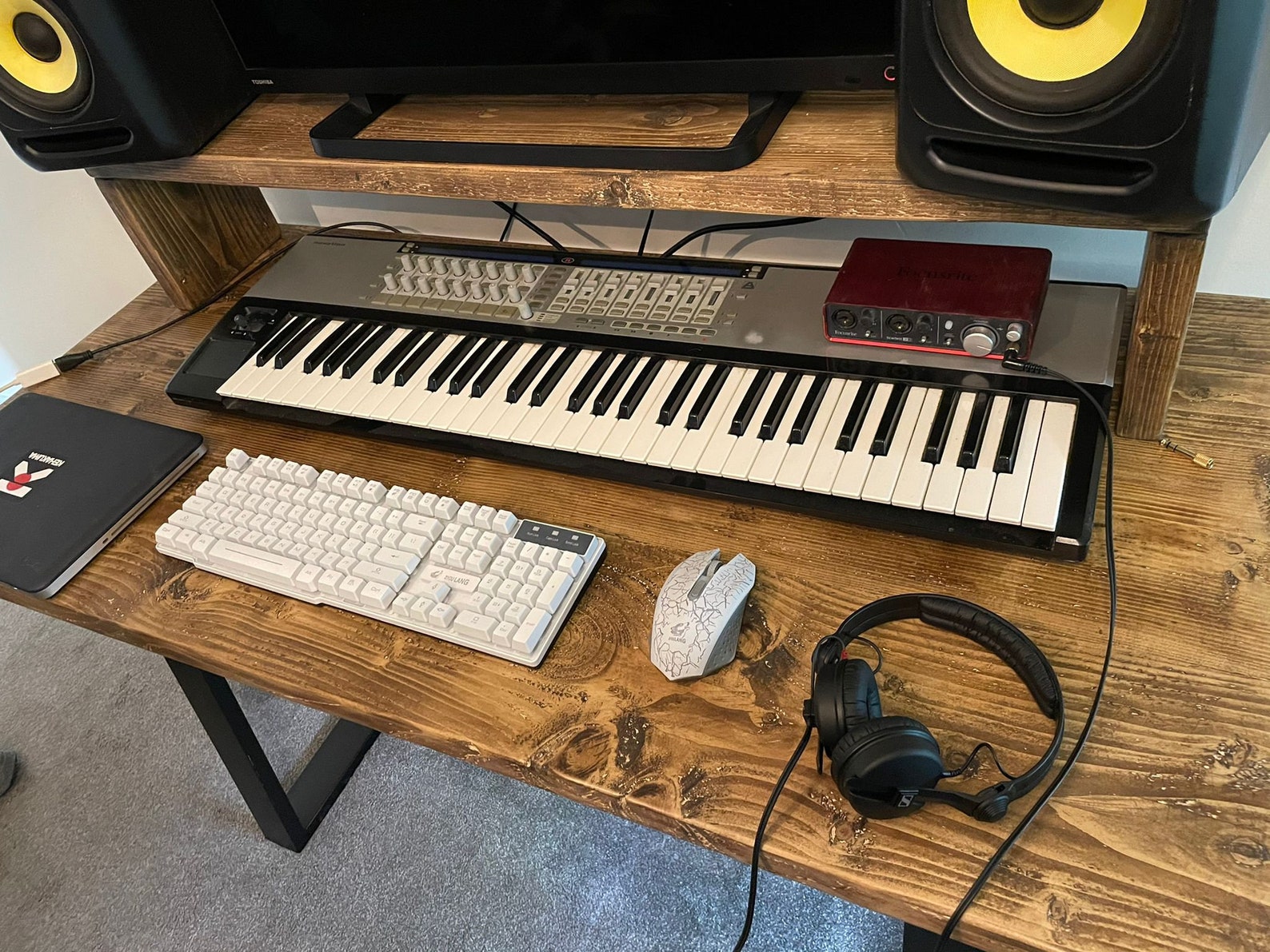 Bespoke Rustic Music Production Desk With Trapezium Legs - Etsy UK