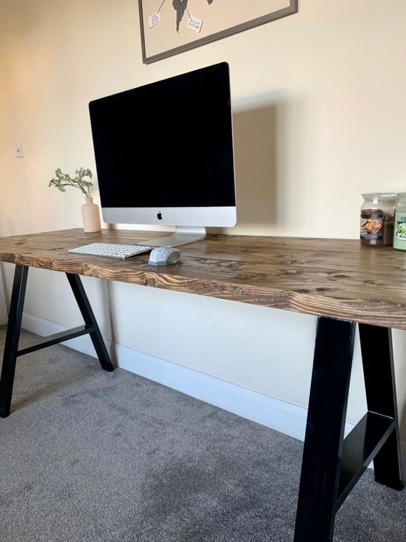 Flamed Bespoke Rustic Computer Desk With A Frame Industrial - Etsy UK