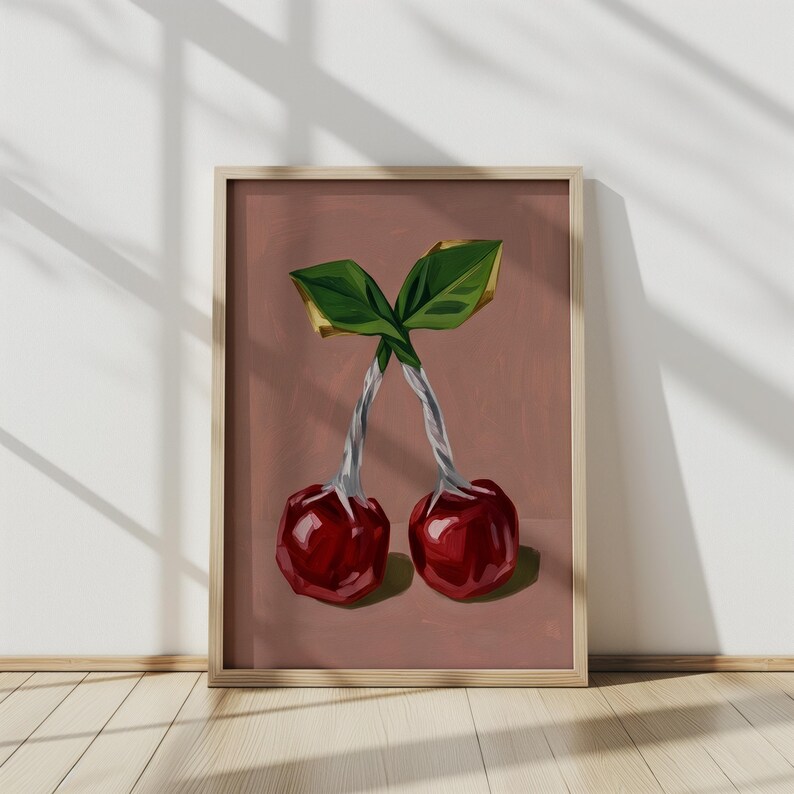 Coquette Cherry Candy Wrapper Print, Funky Kitchen Poster, Pink Kitsch ...