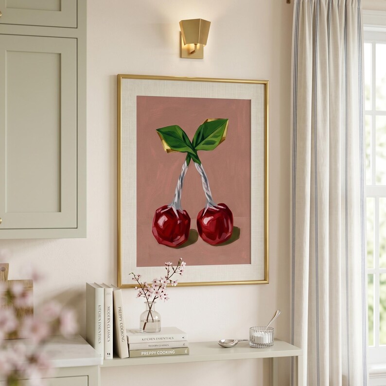 Coquette Cherry Candy Wrapper Print, Funky Kitchen Poster, Pink Kitsch ...