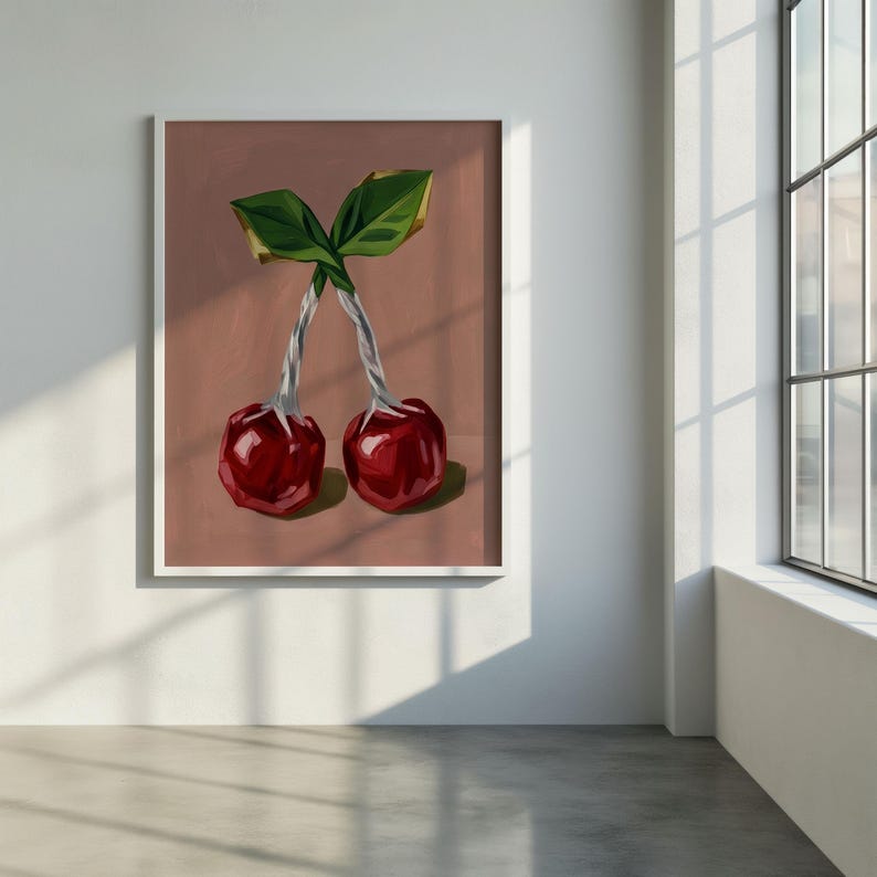 Coquette Cherry Candy Wrapper Print, Funky Kitchen Poster, Pink Kitsch ...