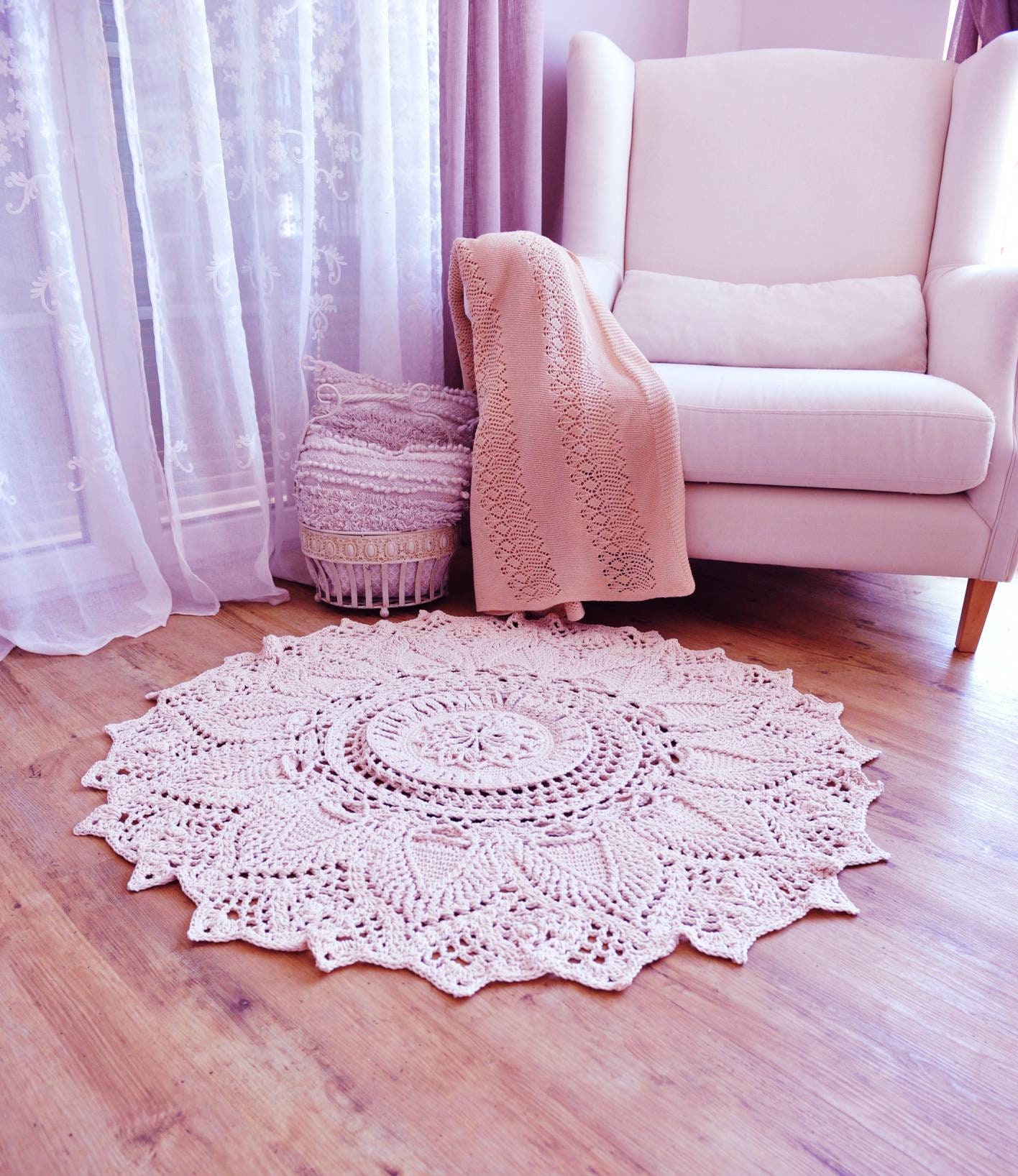 Knitted Carpet Crochet Carpet Knitted Carpet Macrame Round Mandala ...