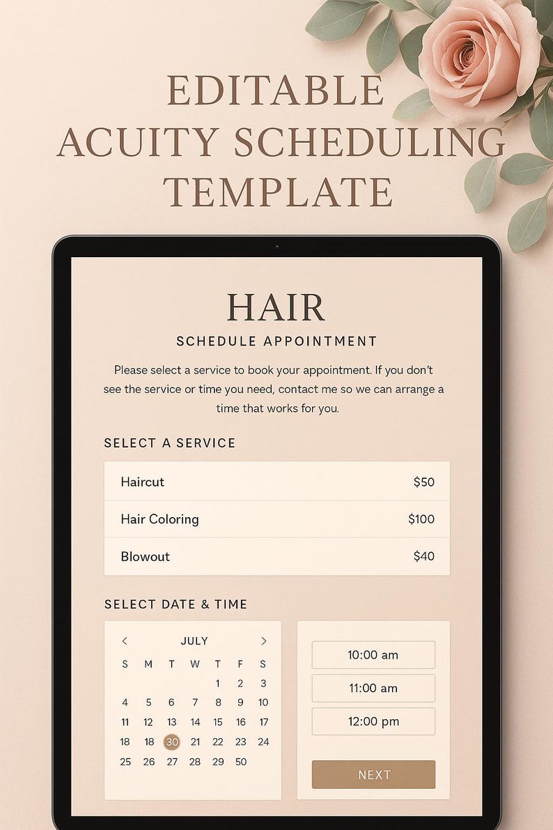 Custom Acuity Scheduling Template: Salon & Hairstylist Booking Site - Etsy