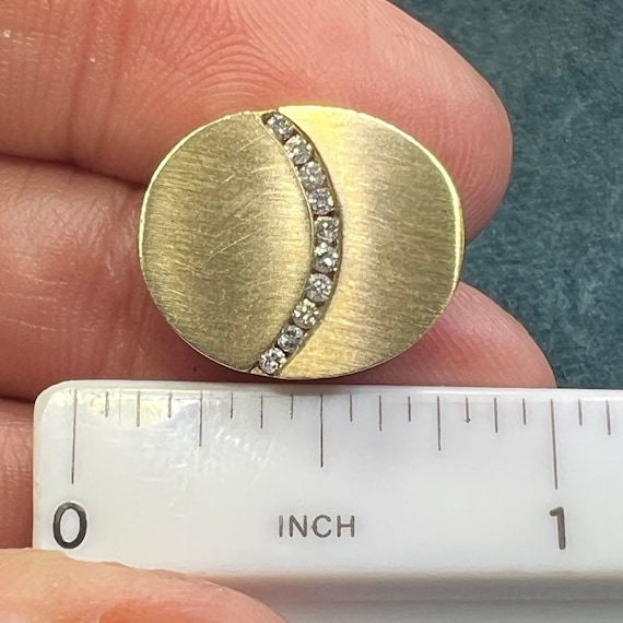 14K Yellow Gold Diamond "Rainbow" Concave Oval Disk P… - Gem