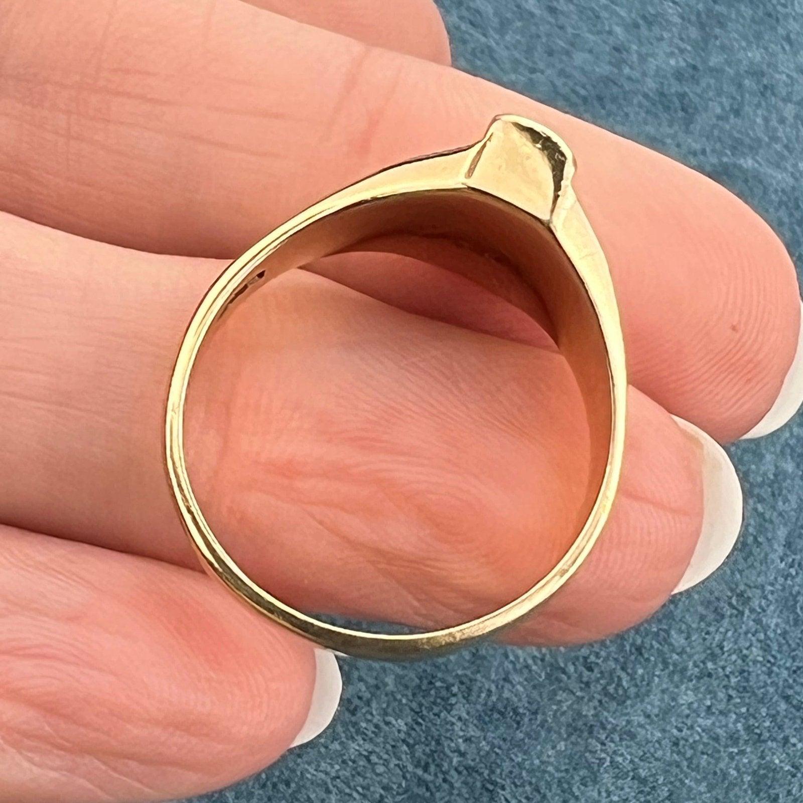 10k Gold + Gypsy-set Diamonds Wide Ruler Ring. Crafter Builder Quilter ...