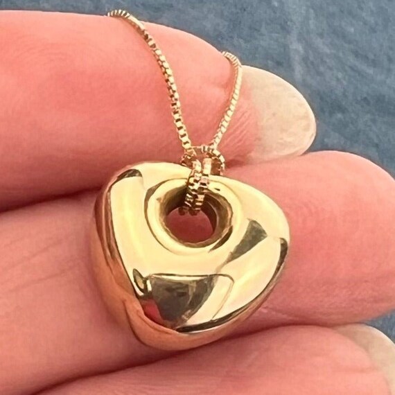 14k Gold Designer Thick Reversible Heart Pendant. Fre… - Gem