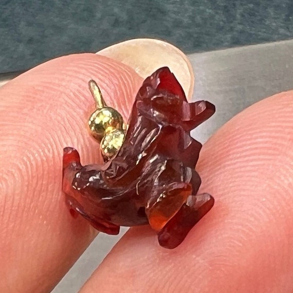 14k Gold Carved Carnelian Mama Hen Chicken Pendant. A… - Gem