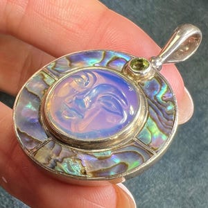 Goddess "man in Moon" Face SAJEN Pendant W Paua Shell. 1.7" - Etsy
