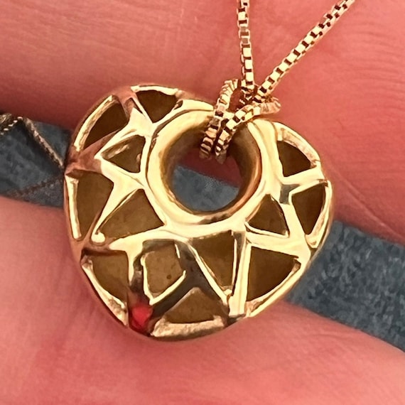 14k Gold Designer Thick Reversible Heart Pendant. Fre… - Gem