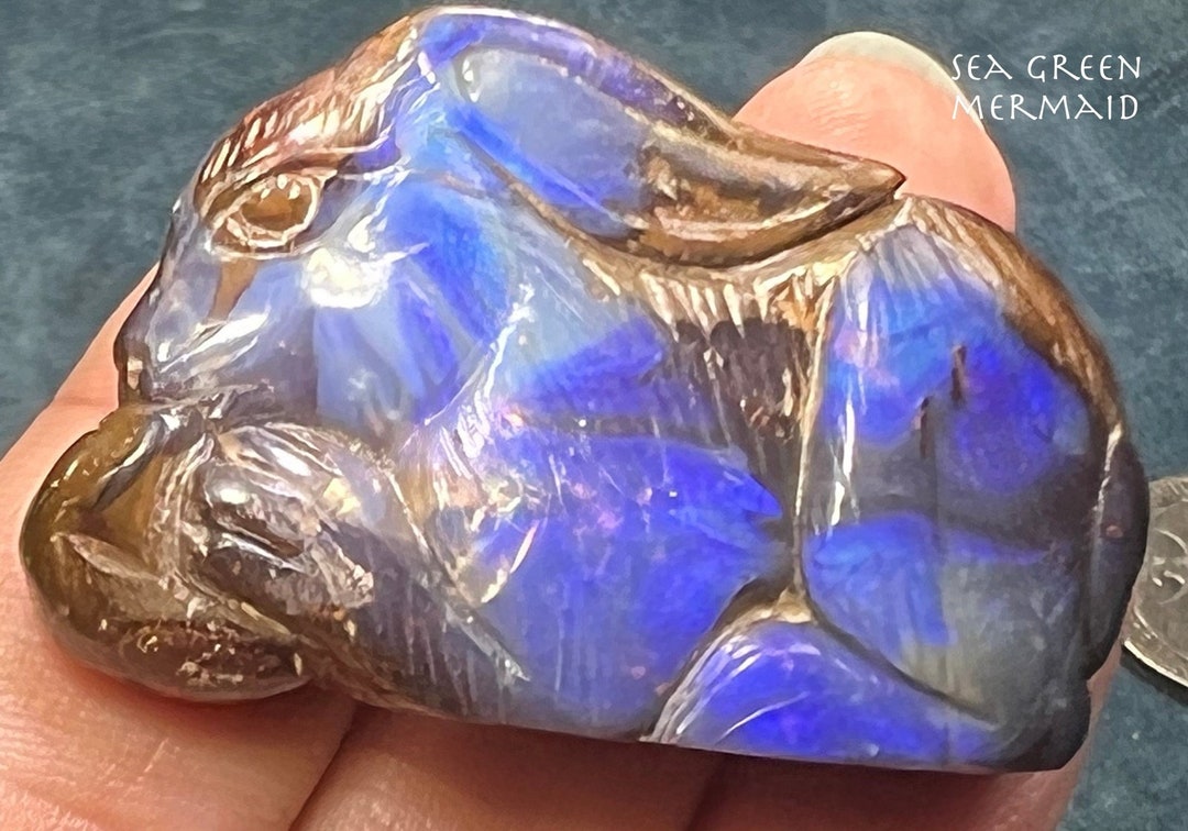 Australian Boulder Opal Carved Bunny Rabbit for Pendant. - Etsy