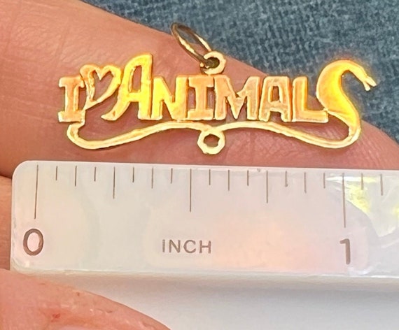 14k Yellow Gold Custom Made **I Love Animals* Pendant… - Gem