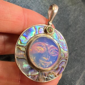 Goddess "man in Moon" Face SAJEN Pendant W Paua Shell. 1.7" - Etsy
