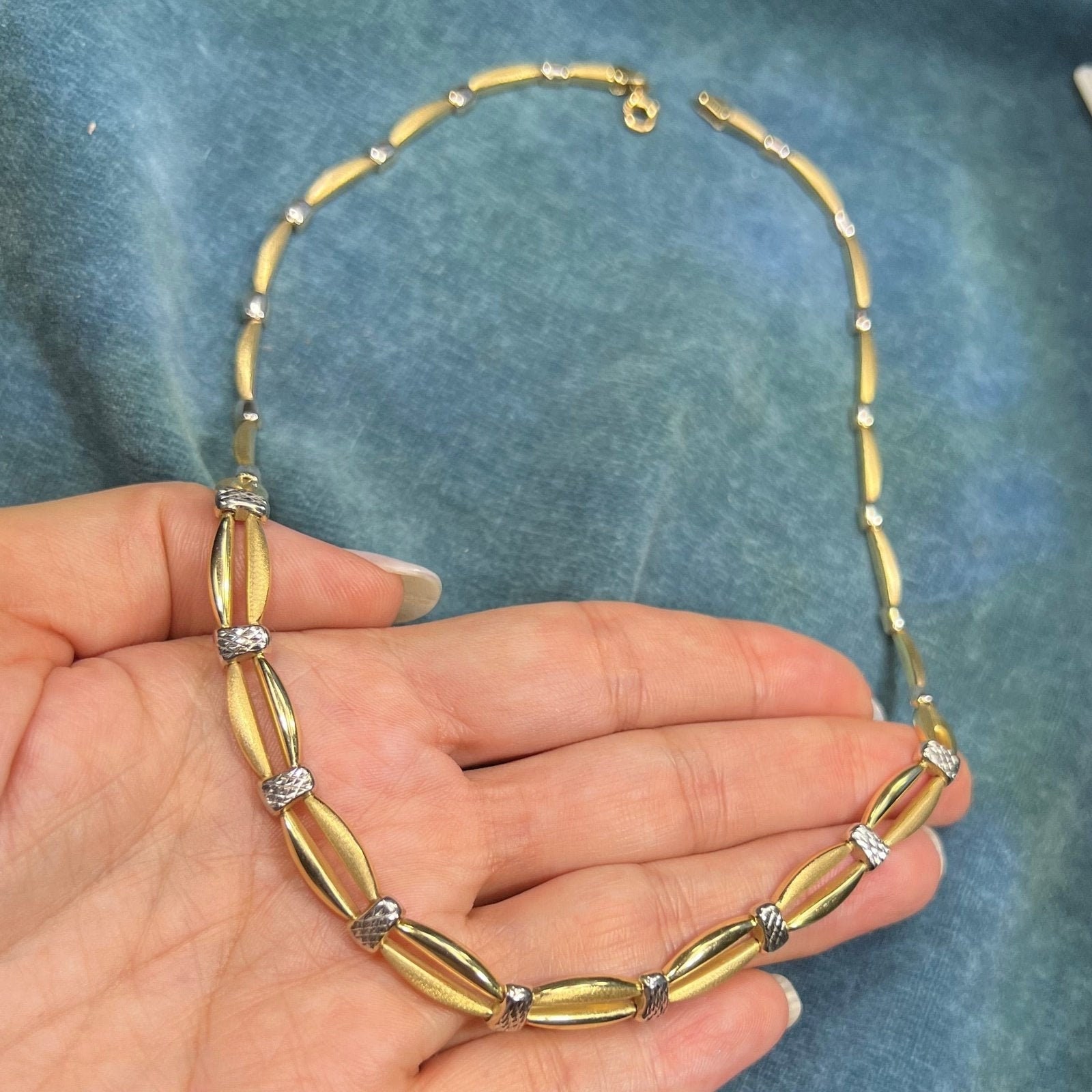 10k Yellow White Gold Graduated Collar Chain Necklace. 9.5g - Etsy