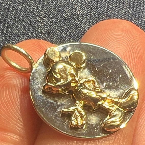 14k Gold Famous Mouse on 925 Silver Medallion Pendant… - Gem