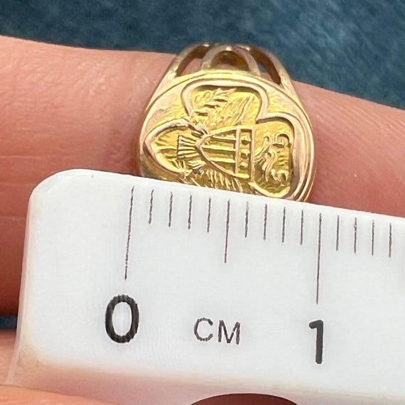 10k Yellow Gold GIRL SCOUT Trefoil Deco Signet Ring. … - Gem