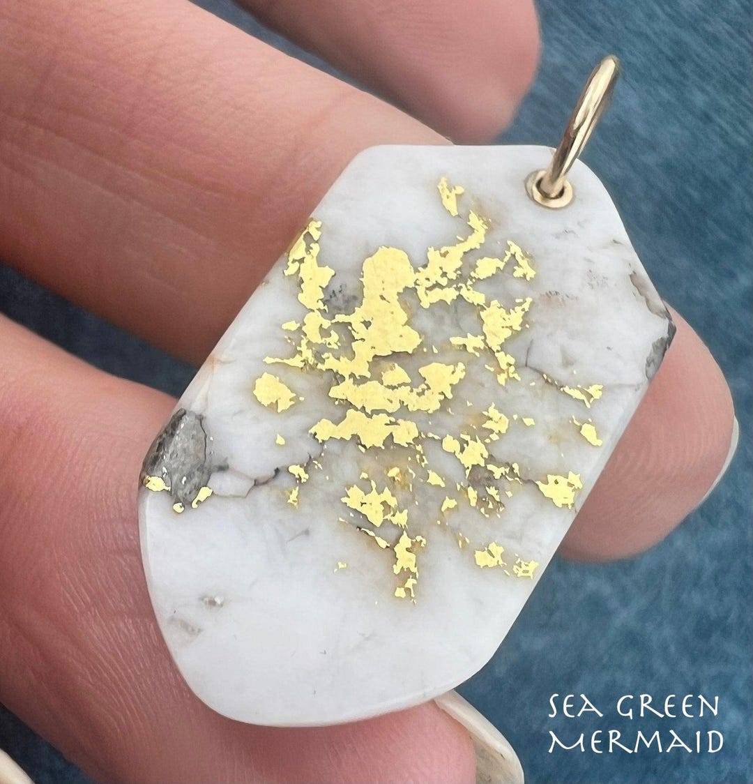 14k Alaskan Gold in Quartz Shield Shape Pendant. 2-sided 1.5" - Etsy