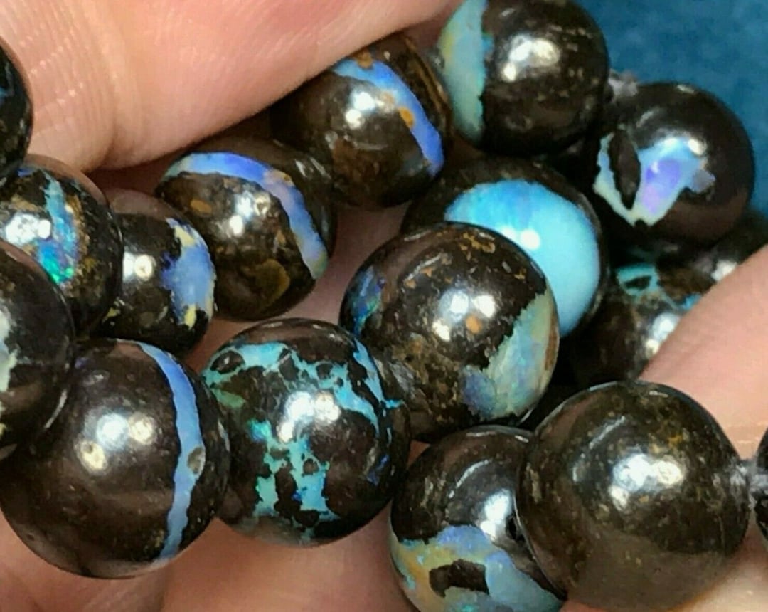 14k Yellow Gold Australian Boulder Opal Bead Necklace. 50g **VIDEO* - Etsy