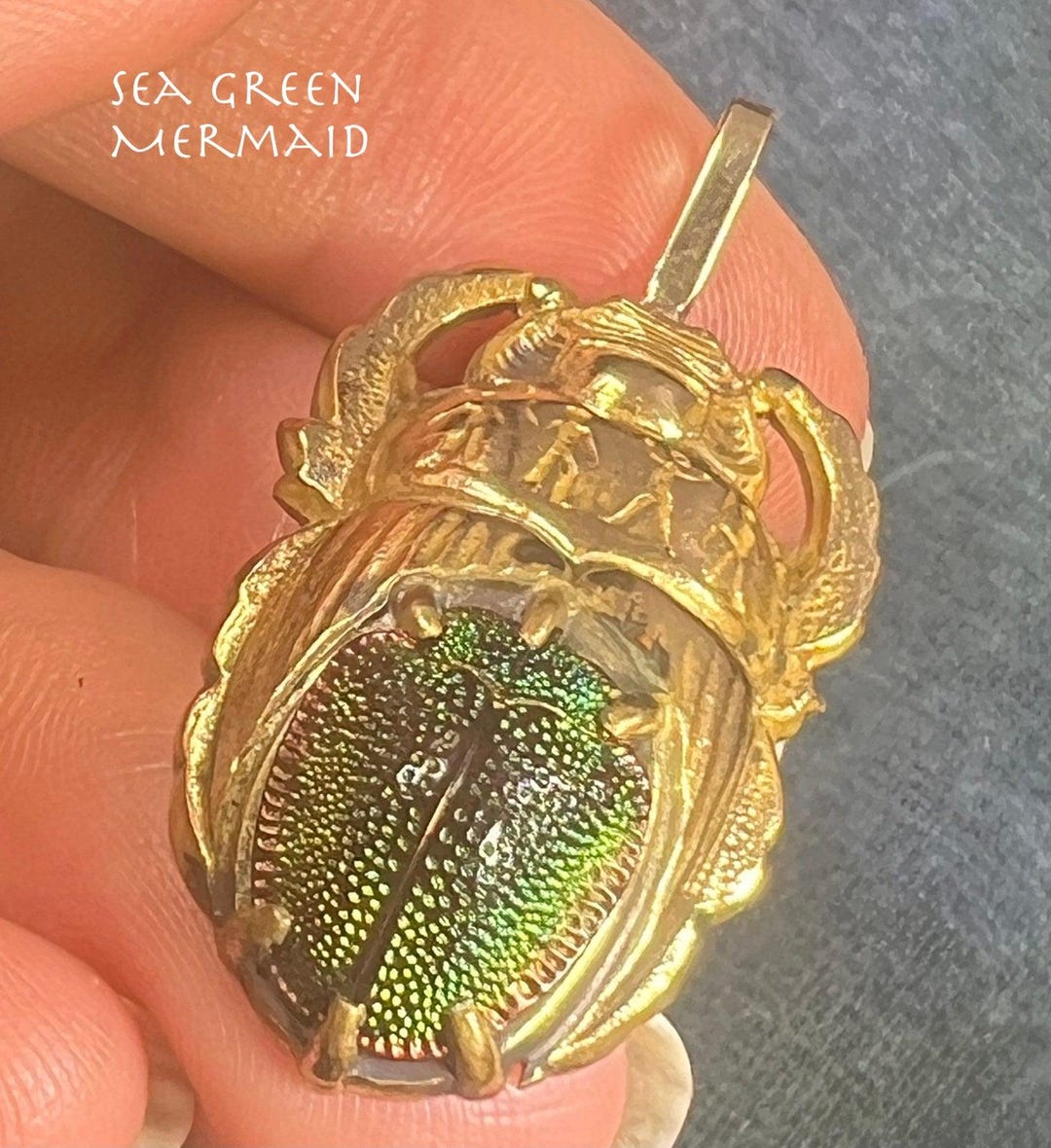 Real SCARAB in Gold-tone Metal Pendant. Victorian *video* - Etsy