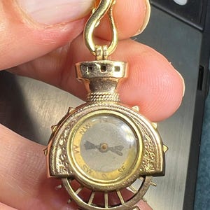 10k Gold Antique Compass Fob Pendant. Captain's Wheel *video* - Etsy