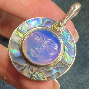 Goddess "man in Moon" Face SAJEN Pendant W Paua Shell. 1.7" - Etsy
