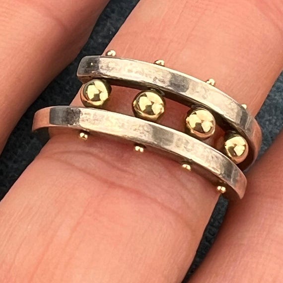 14k Gold Balls on 925 Wrap Coil Ring. MCM Modernist D… - Gem