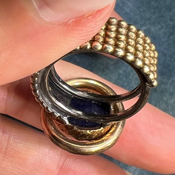 14k Gold + Mixed Metals Natural Blue Sapphire Cabocho… - Gem