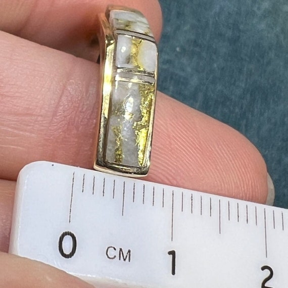 14k Gold ALASKAN GOLD QUARTZ Angled Ring. Wide Band. S - Gem